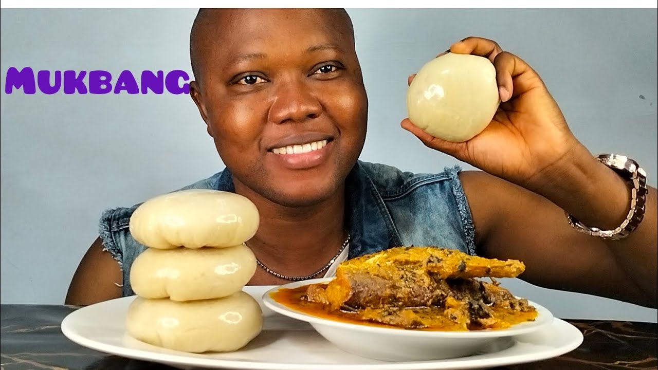 AFRICAN FOOD( POUNDED FUFU WITH GROUNDNUT SOUP) DELICIOUS MUKBANG ...