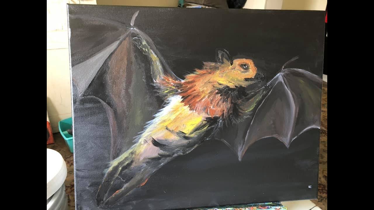 Amazing Bat STEP BY STEP paint video, Timothy Milliner, Party Art Cafe ...