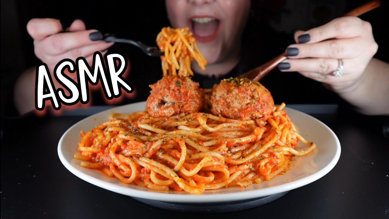 ASMR EATING SPAGHETTI AND MEATBALLS MUKBANG! - YouTube