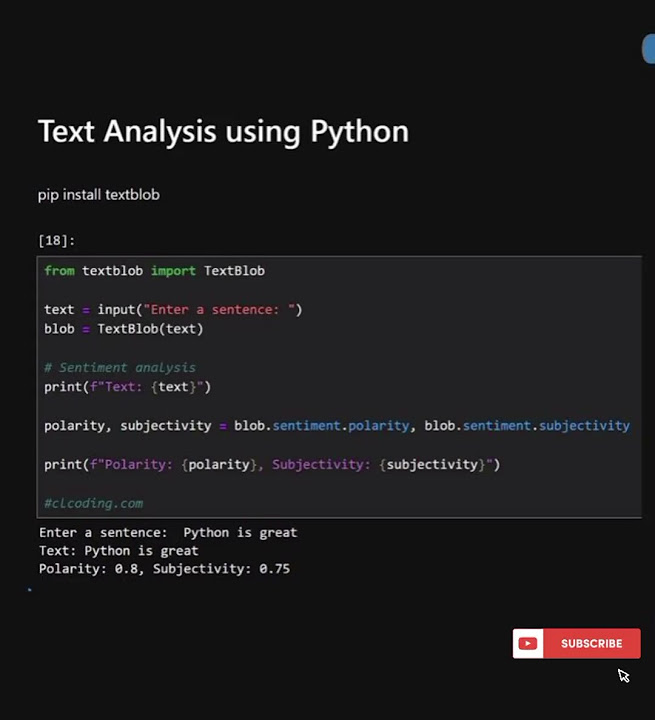 Sentiment Analysis in Python! 🐍Analyze text emotions with TextBlob in ...