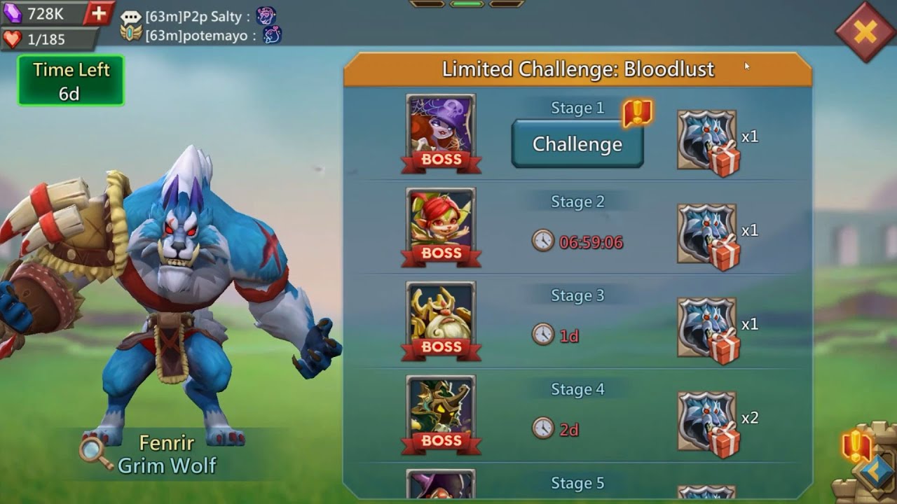 Lords Mobile Desafio Limitado 2022 - Fase 1 Fenrir, Grim Wolf - YouTube