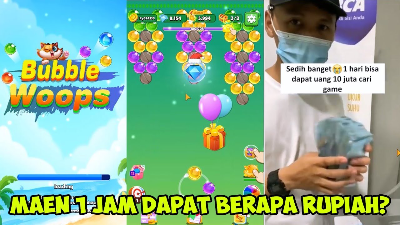 Let's Play BUBBLE WOOPS For 1 Hour (Game Penghasil Uang Saldo DANA ...