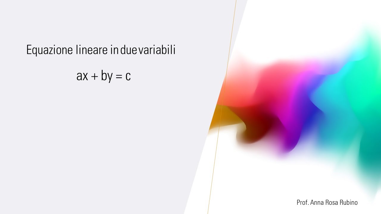 Equazione lineare in due variabili Equazione di una retta - YouTube