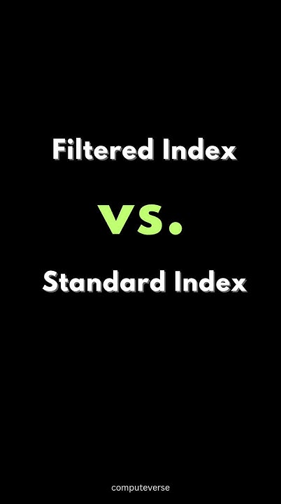 SQL FILTERED INDEX Vs. STANDARD INDEX ️ - YouTube