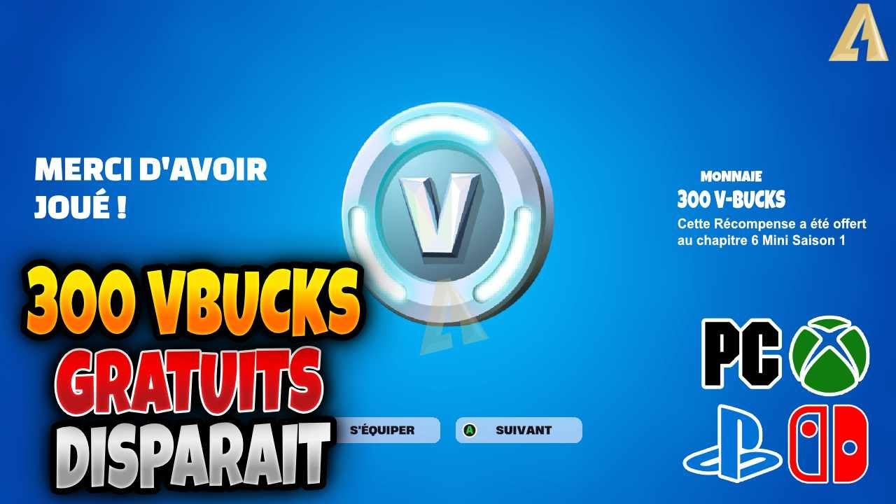 ces 300 Vbucks GRATUITS Disparaît 24h Fortnite - YouTube