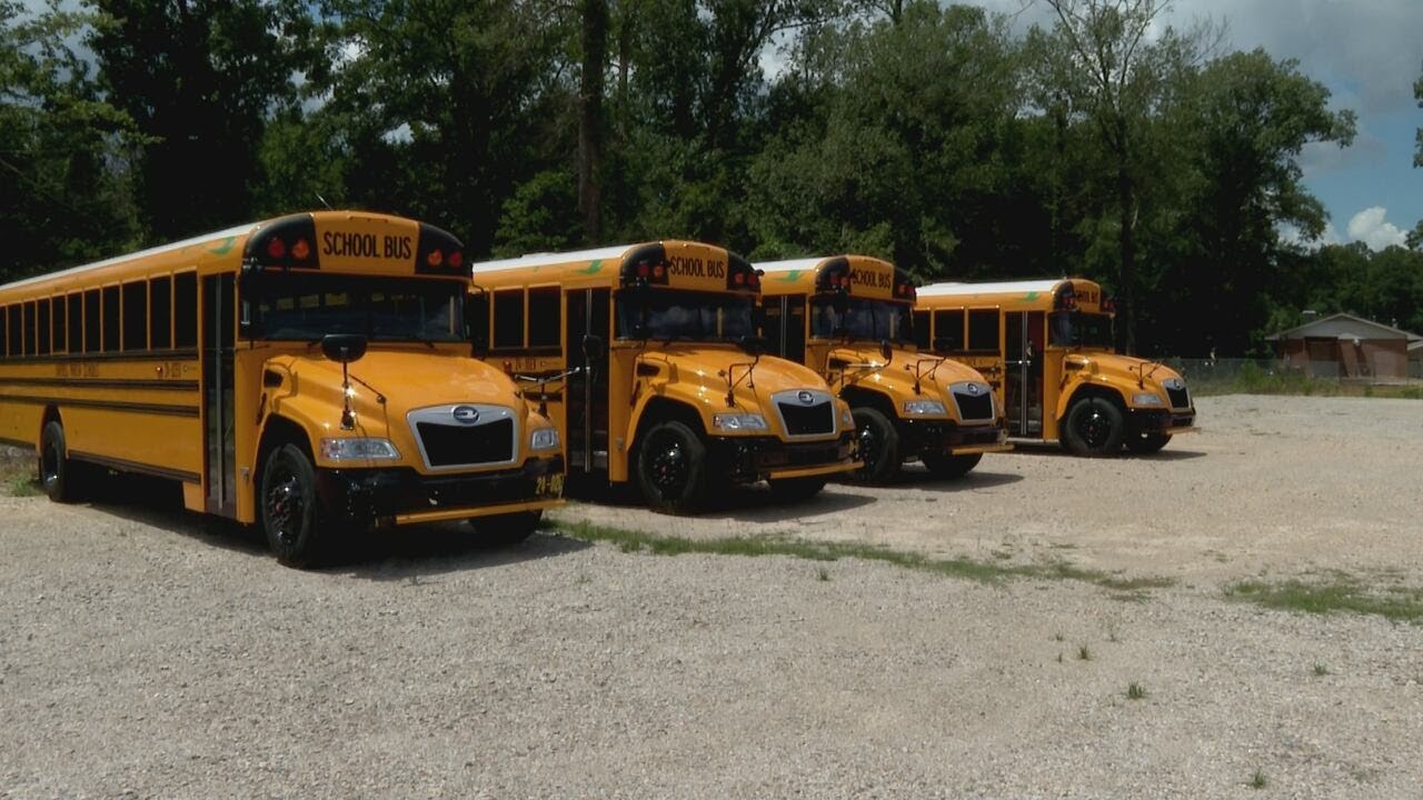 Rapides Parish School Board unveils 25 EV school buses - YouTube