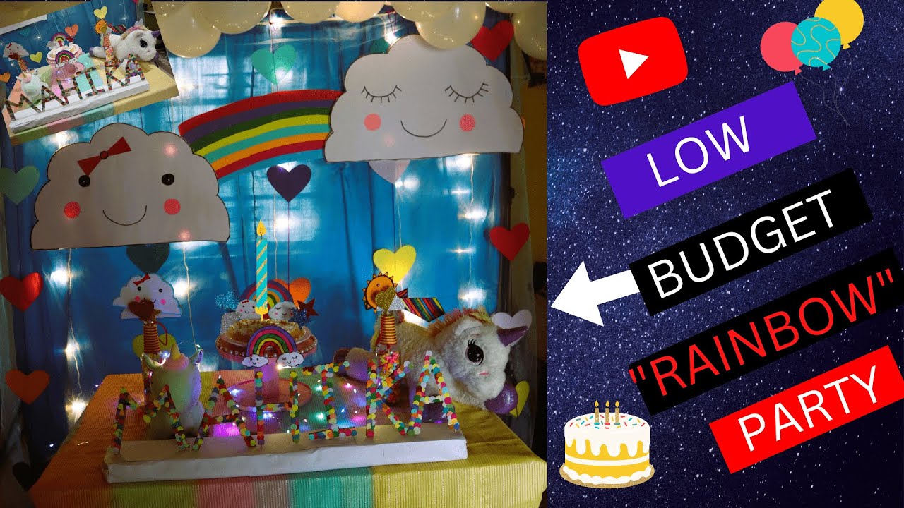 Rainbow Birthday Party Decoration Ideas At Home |Low Budget Party Setup ...