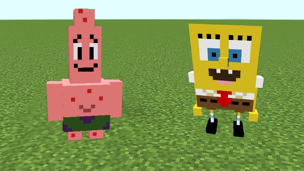how to make spongebob and patrick in minecraft - YouTube