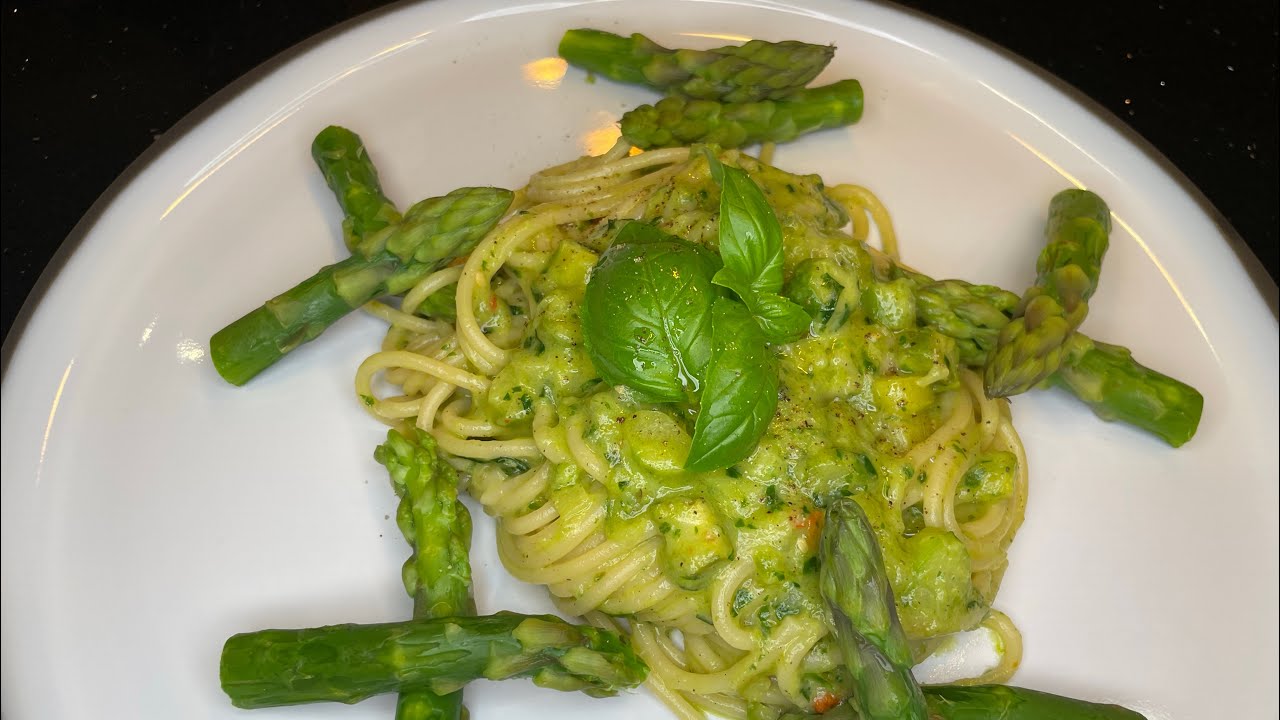 Spaghetti aux Asperges vertes Spaghetti mit grünem Spargel - YouTube