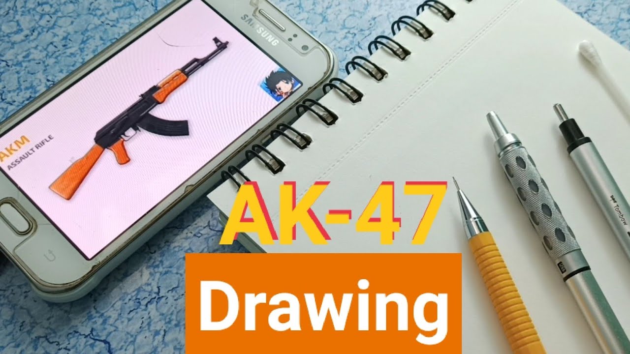 AK-47 drawing | Akm gun drawing | Drawing gun ak_47 | color pencil ...
