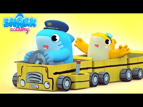 Wheels on the bus Baby Shark version - Kids Playing Professions | Shark Academy