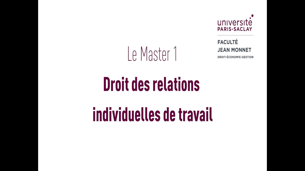 Master 1 - Droit des Relations Individuelles de travail - YouTube