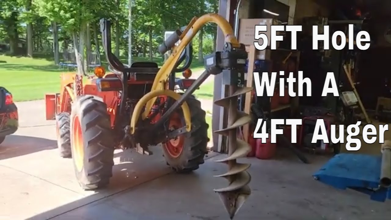 Making A 5 Ft Deep Hole With A 4 Ft Post Auger - Home Made Auger ...