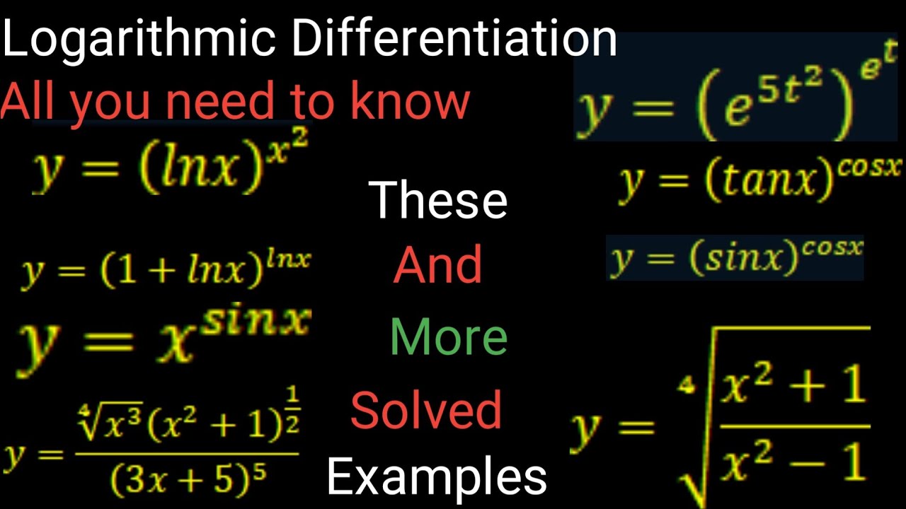 Logarithmic differentiation. Differentiate (tanx)^(sinx), (lnx)^(x), x ...