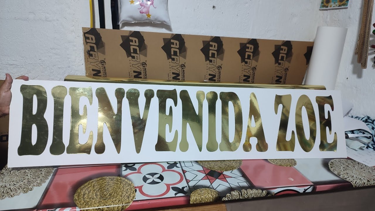 Como hacer un letrero dorado de vinilo y PVC - YouTube