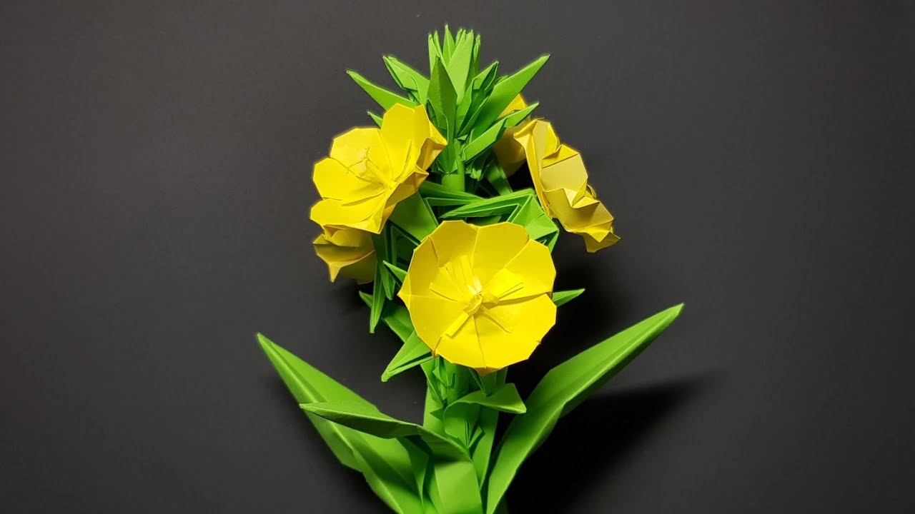 달맞이꽃접기 - Paper evening primrose - 꽃접기 ( flower )- paper folding - 종이접기 ...