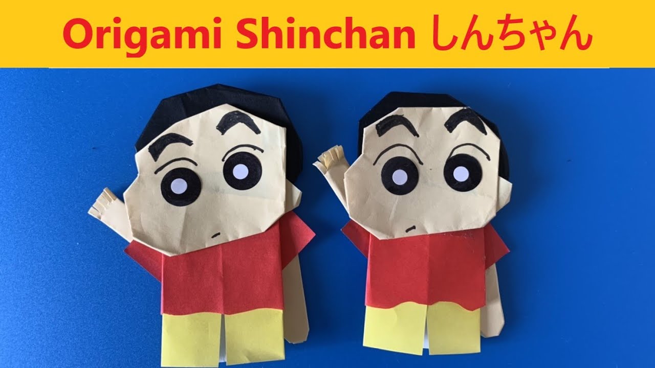 EP173 折り紙しんちゃん Origami Shinchan tutorial พับกระดาษชินจังจอมแก่น ไอเดีย ...