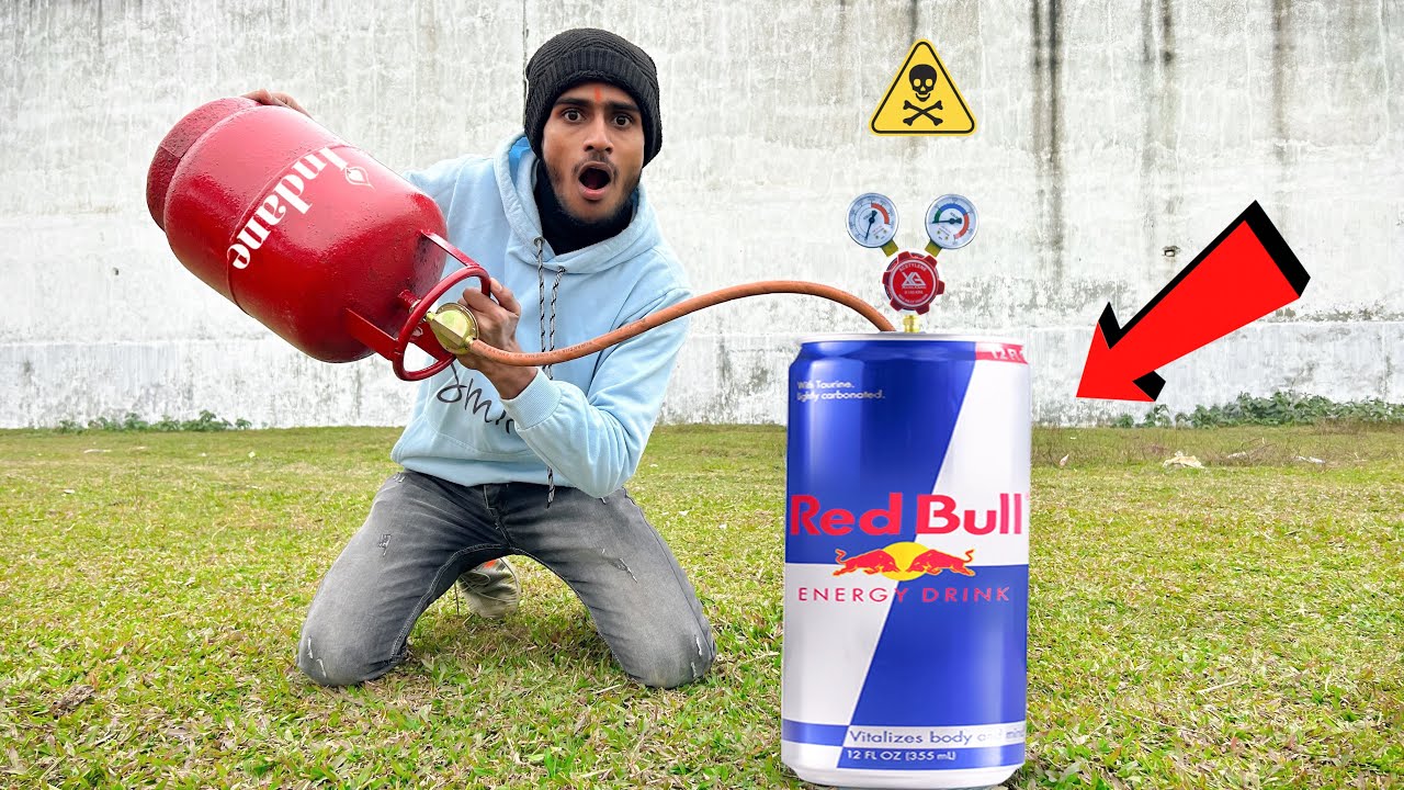 Red Bull Energy Drink Experiment || Red Bull को डाला LPG गैस के अंदर ...