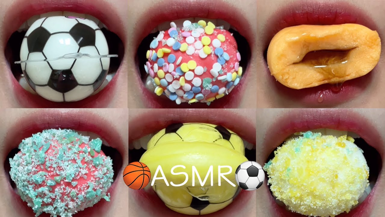 asmr SOCCER BALL GUMMY POP ROCKS SPRINKLE eating sounds - YouTube