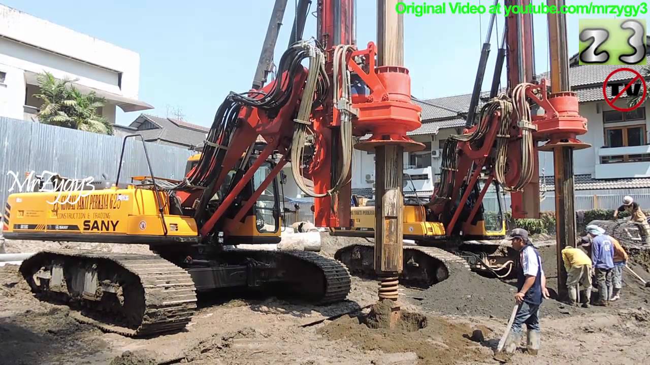 Drilling Precast Hole Deep Foundation Sany SR150C Keihatsu Excavator ...