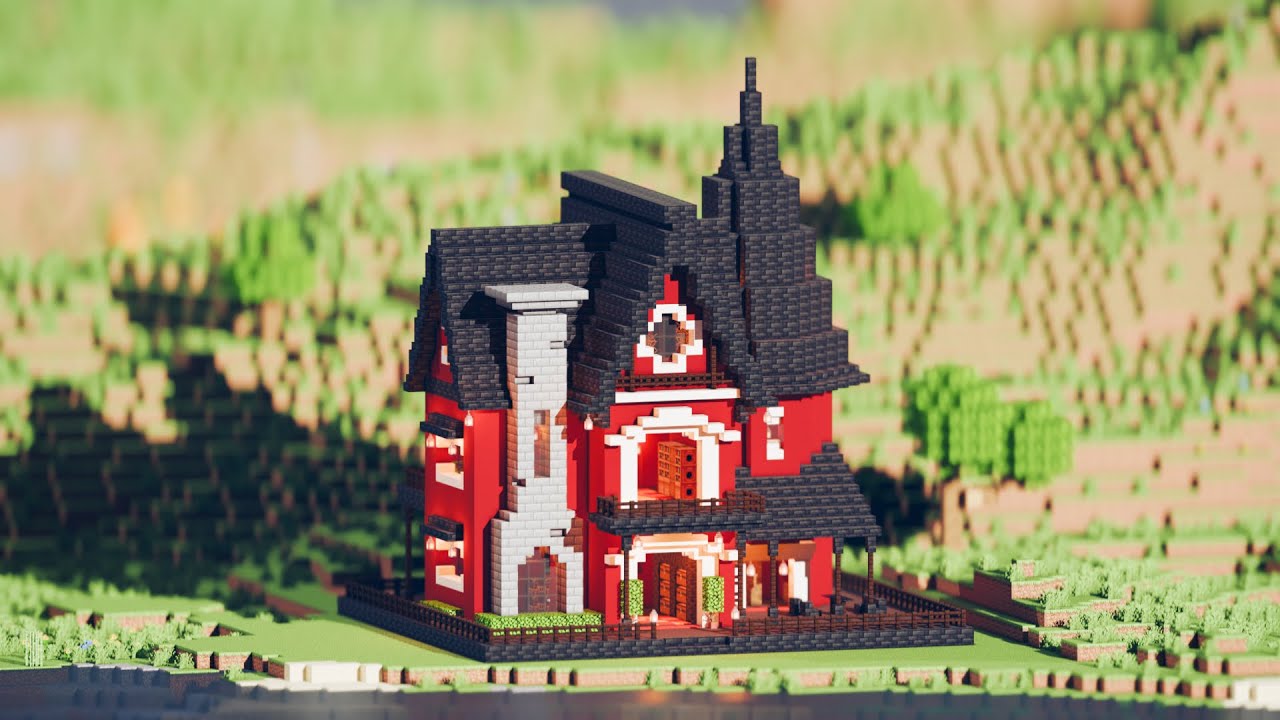 How to build Modern Scarlet Castel in Minecraft | Tutorial - YouTube