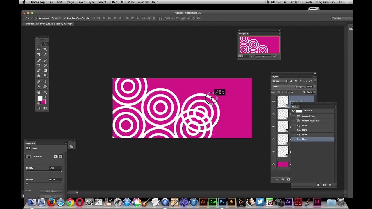 Photoshop CC : Combining multiple vector shapes tutorial - YouTube