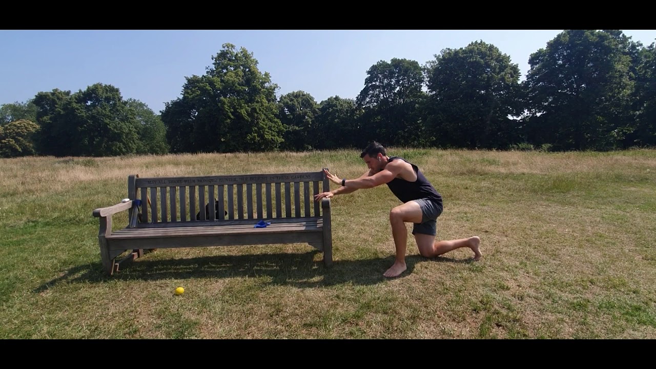 Overhead bench stretch for lats, thoracic spine and shoulders - YouTube