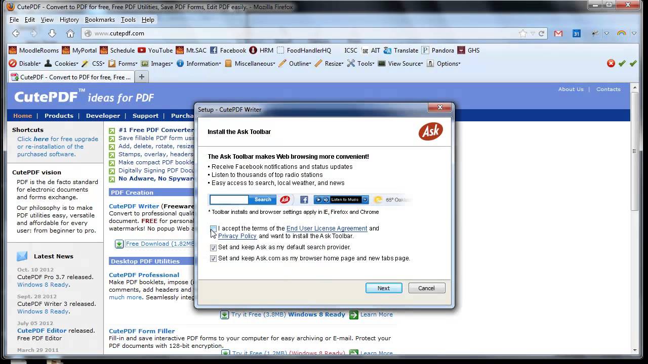 Saving a GnuCash report as PDF on a PC and Installing CutePDF Writer - YouTube