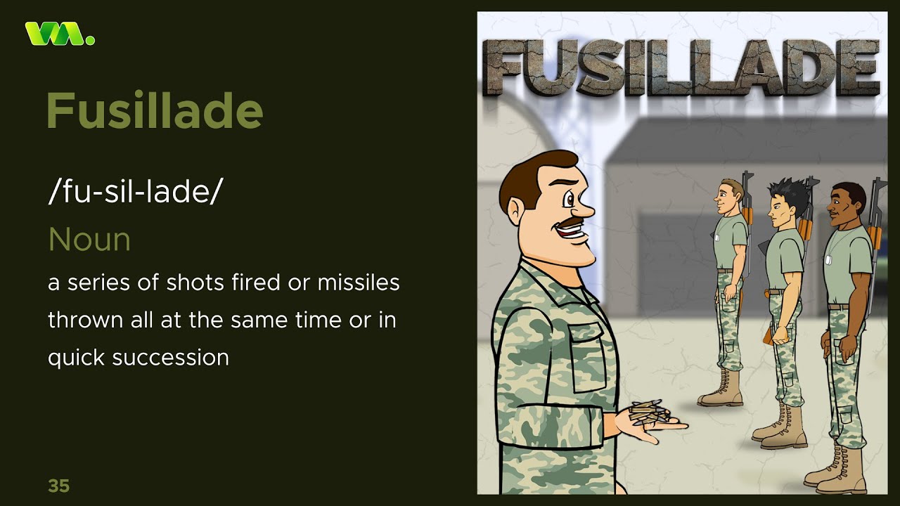 Vocabimate English Vocabulary: Learn the word Fusillade | Animated ...