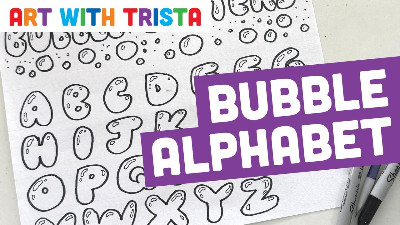 How to Draw Bubble Letters Alphabet Step by Step Art Lesson - Art With ...