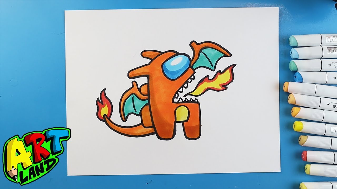 How to Draw an AMONG US CHARIZARD - YouTube
