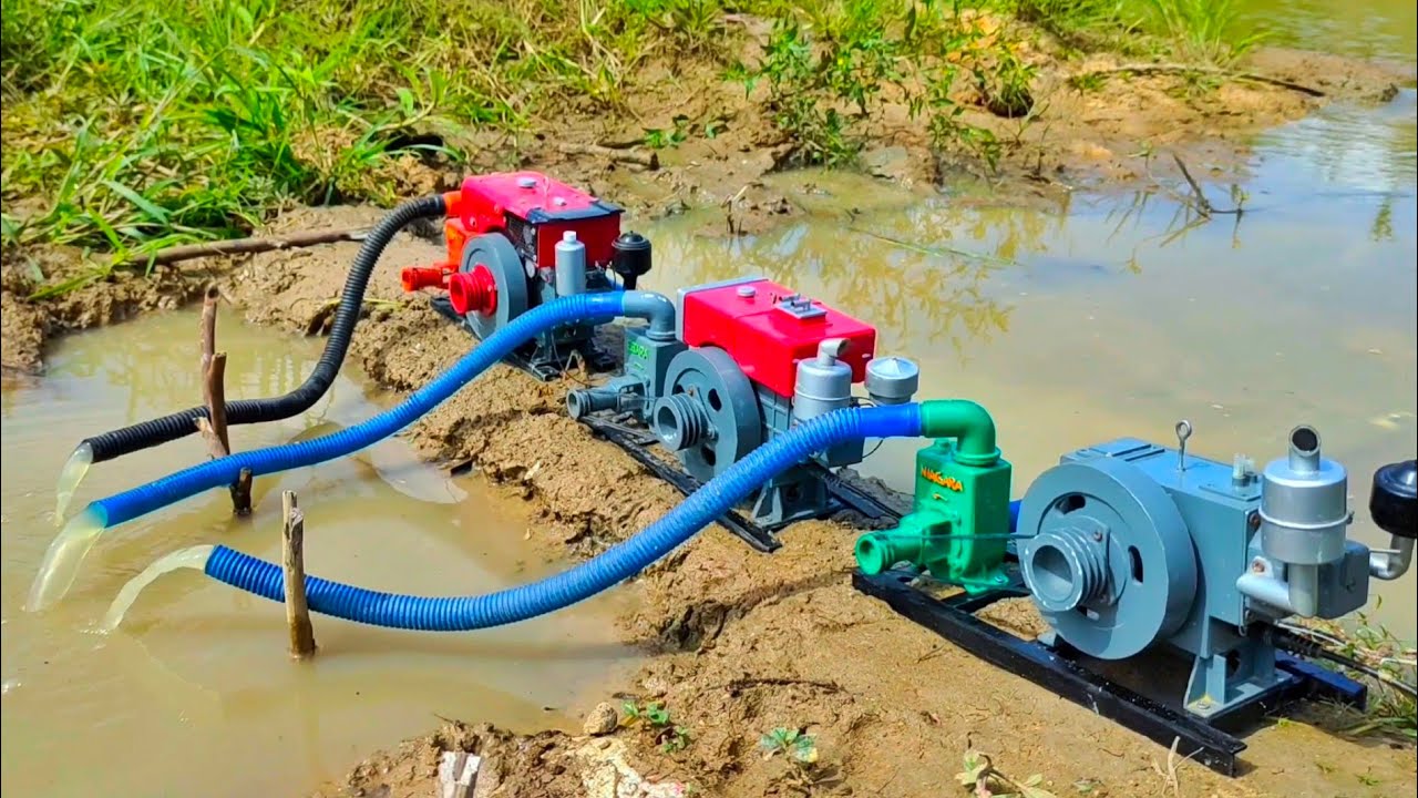 DIY mini diesel pompa air, traktor sawah, diesel penggilingan padi ...