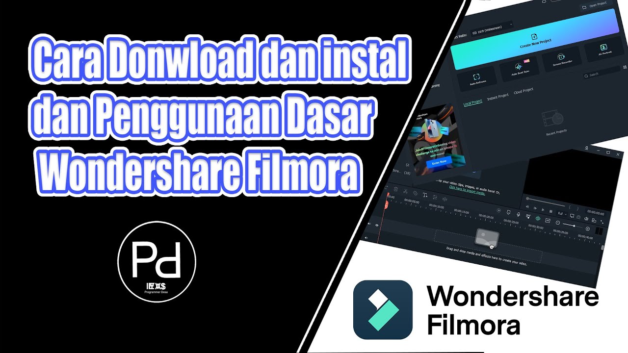 CARA DOWNLOAD INSTAL DAN PENGGUNAAN DASAR WONDERSHARE FILMORA - YouTube