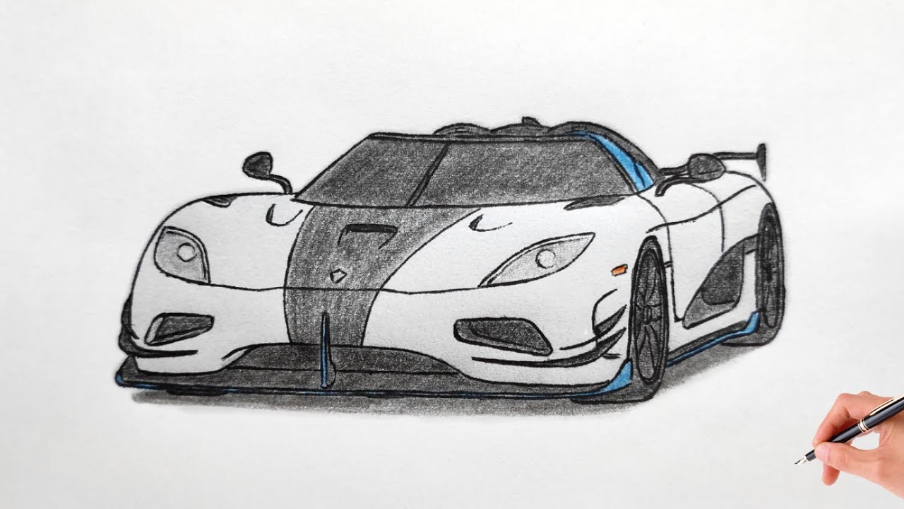How to draw a KOENIGSEGG AGERA RS1 2017 / drawing a 3d car / coloring ...
