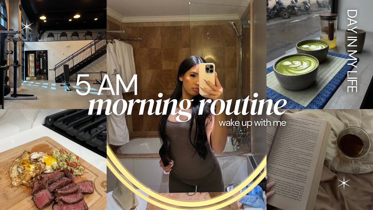 MORNING ROUTINE AT 5 AM | productive vlog: gym, cooking, grwm - YouTube