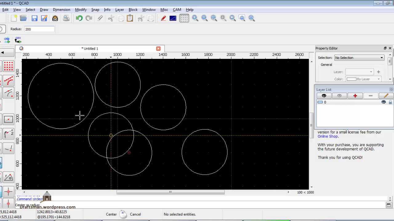 qcad 3 circle - YouTube