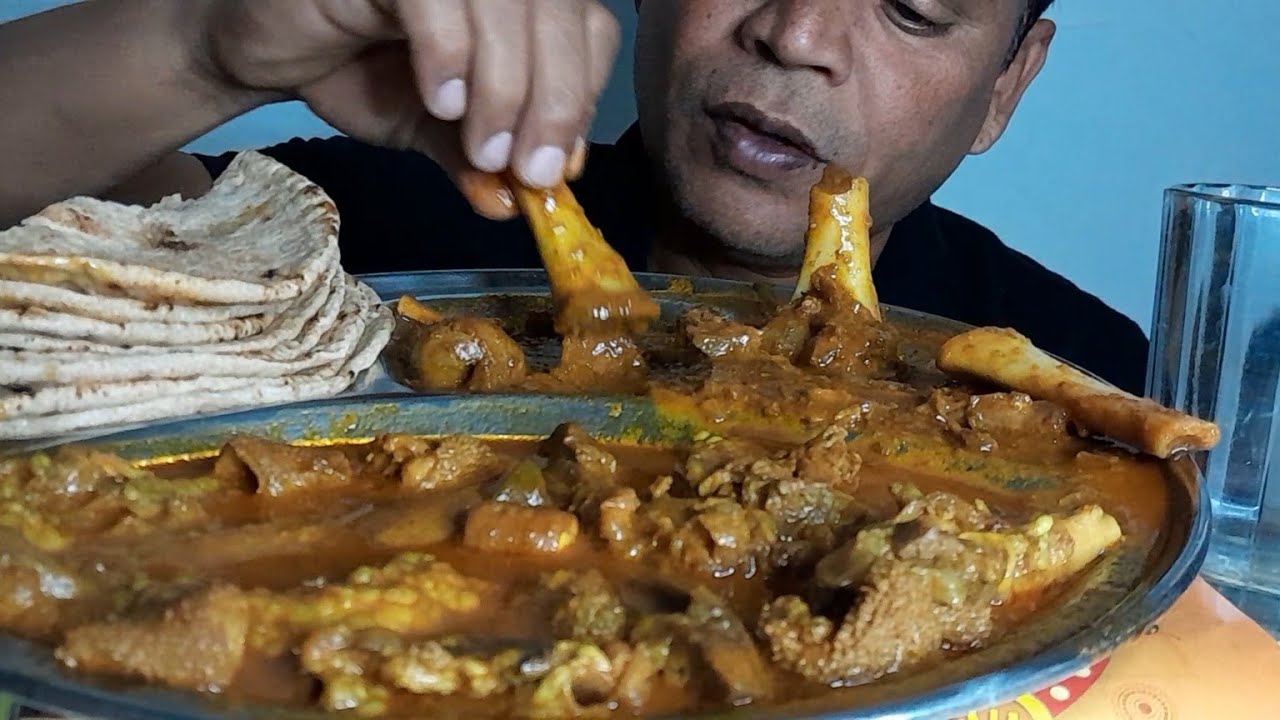 1KG MUTTON NELLI CURY & MUTTON FAT MUTTON BOTTI ROTI EATING/ SPICY ...