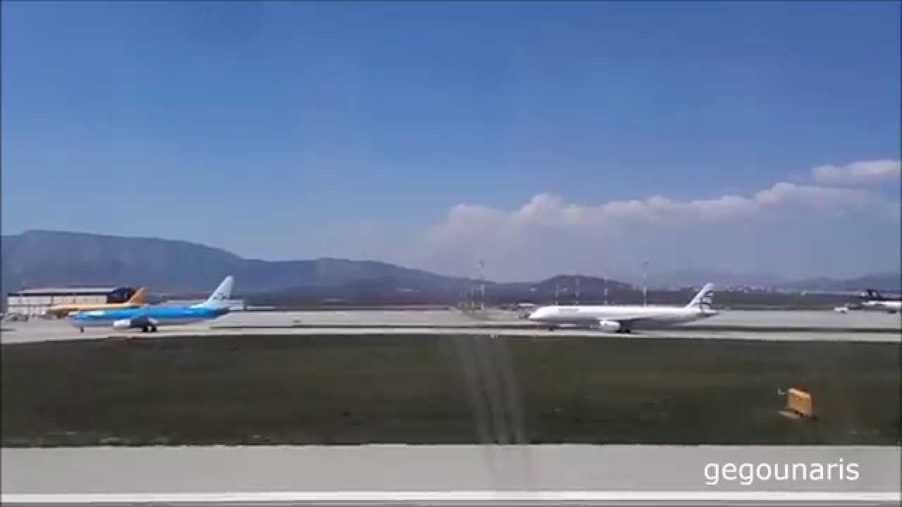 Take Off from Athens, Aegean Flight A3860 to Warsaw, Airbus A320 - YouTube