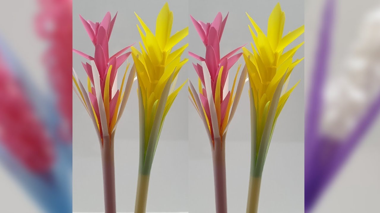 How to make flower by drinking straw/ របៀបកាត់បំពង់បឺតធ្វើ ផ្កា(ងាយៗ ...