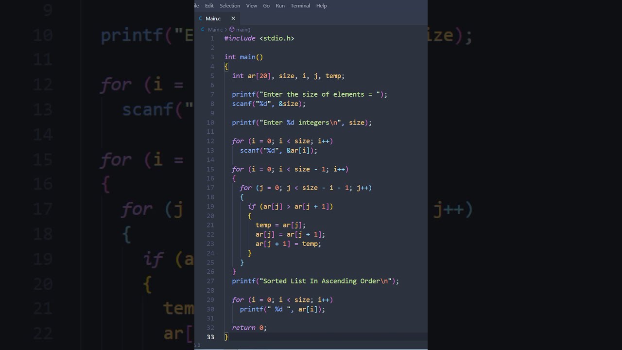 Bubble Sort In C Without Using Function PWOShivam Shorts YouTube Bubble Sort In C Without Using Function PWOShivam Shorts YouTube