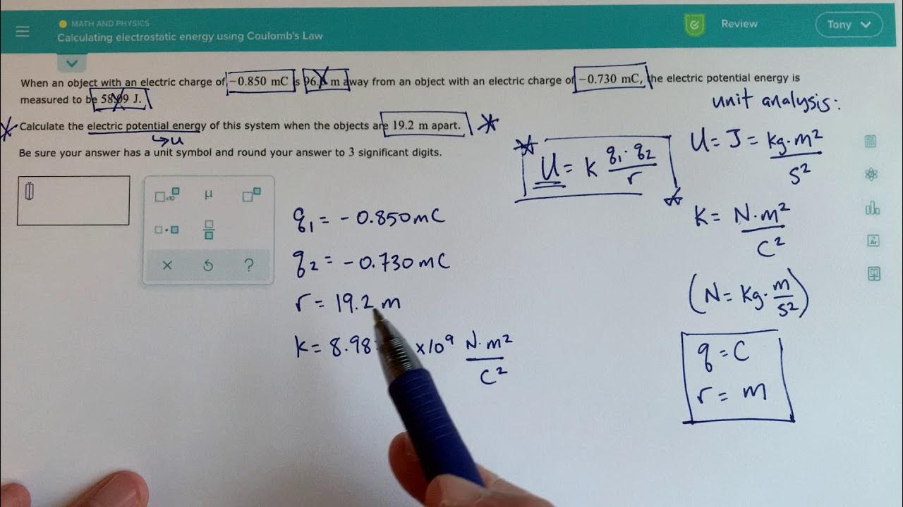 ALEKS - Calculating Electrostatic Energy Using Coulomb's Law - YouTube