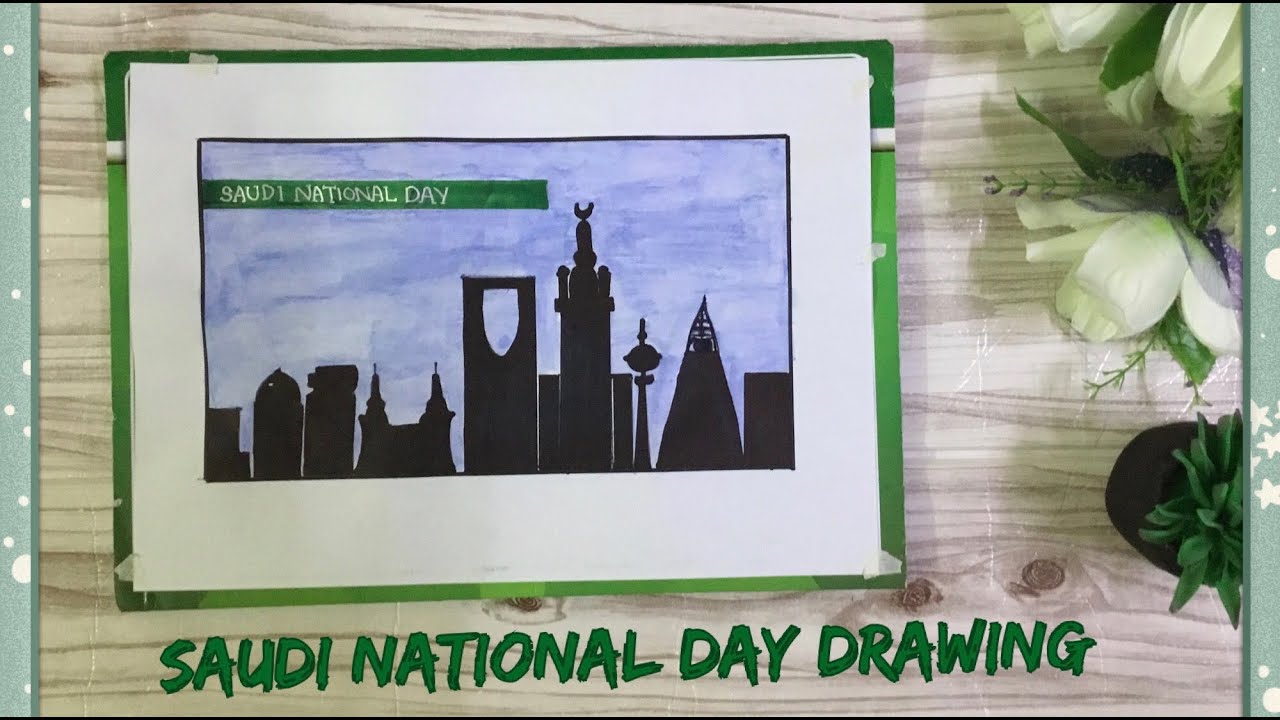 Saudi National Day Drawing || Easy Drawing for Beginners - YouTube