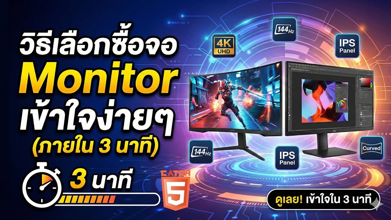 วิธีเลือกซื้อจอ Monitor เข้าใจง่ายๆ ภายใน 3 นาที #catch5 - YouTube