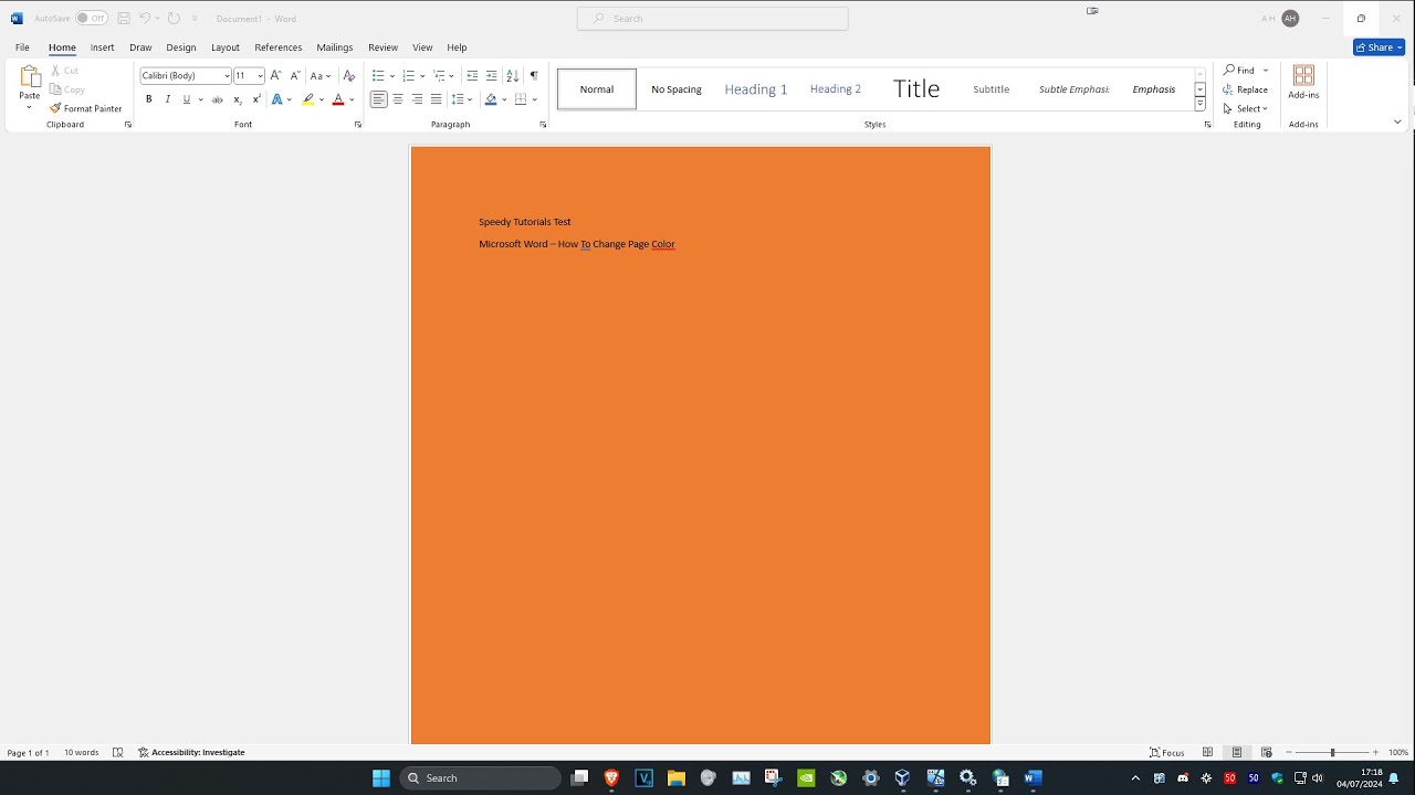 How To Change Page Color In Microsoft Word - YouTube