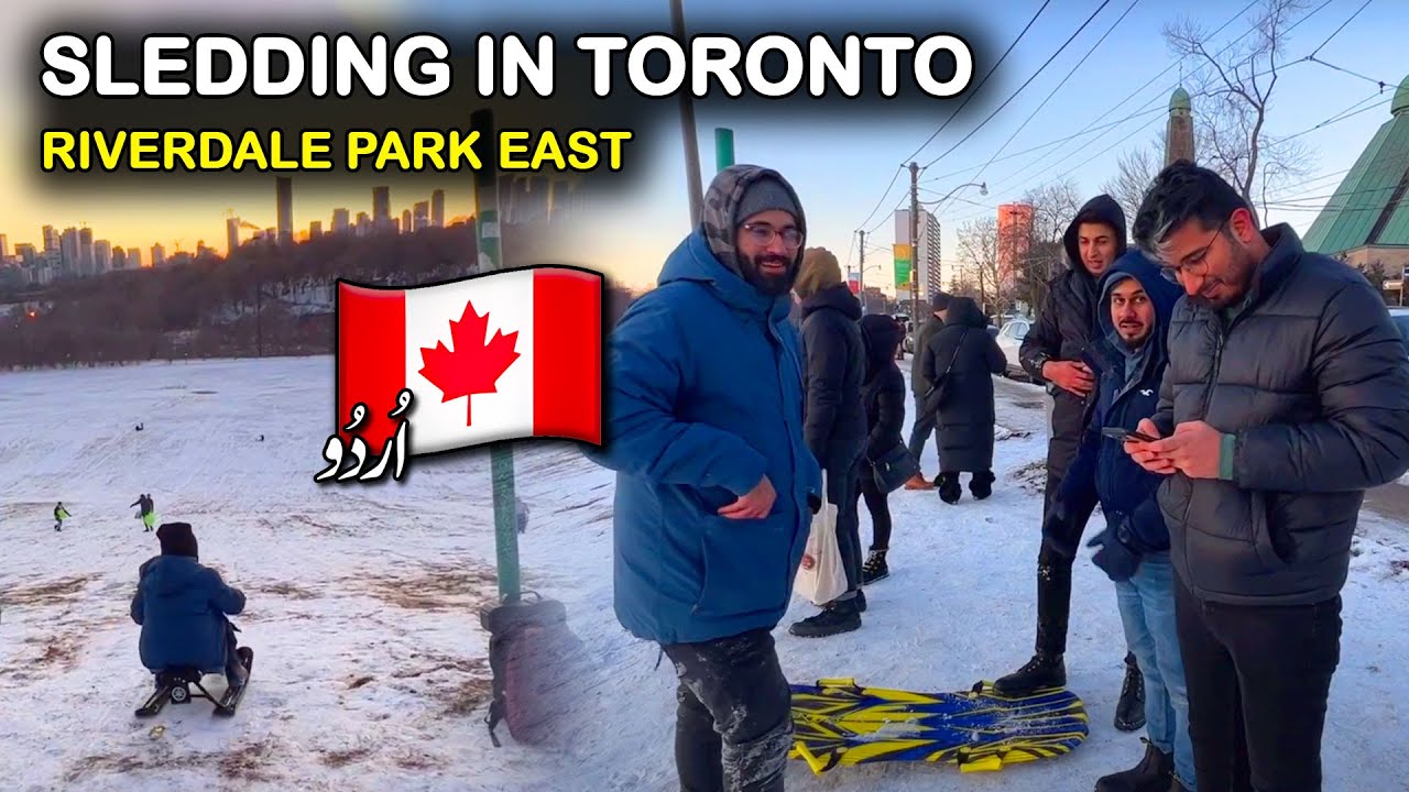 CANADA Ki Winter Activities 🇨🇦 Riverdale Park East TOBOGGANING in ...