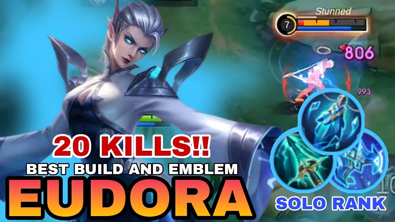 20 KILLS!! × EUDORA BEST BUILD AND EMBLEM | SOLO RANK EUDORA GAMEPLAY ...