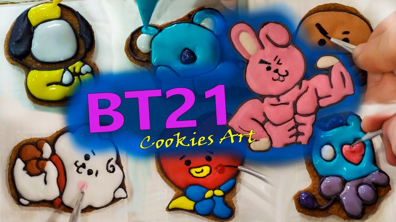 Bt21 compilation cookies art (BTS characters) - YouTube