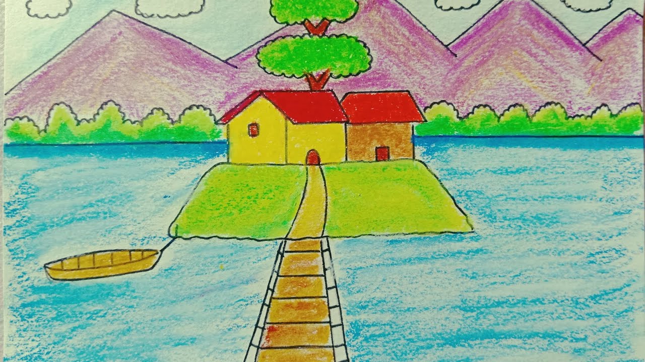 How to draw scenery easy step by step scenery drawing😍😍 - YouTube