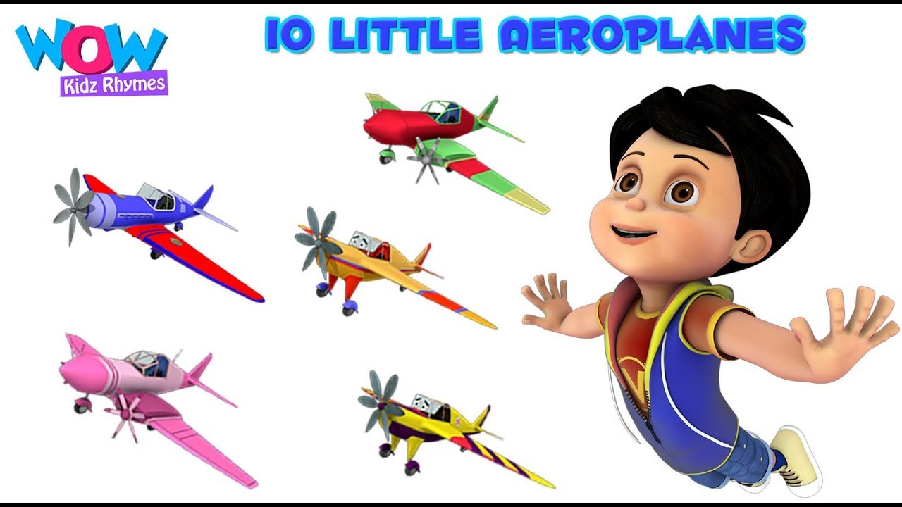 10 Little Aeroplanes | Kids Songs | Count To Ten | Vir | WowKidz Rhymes ...