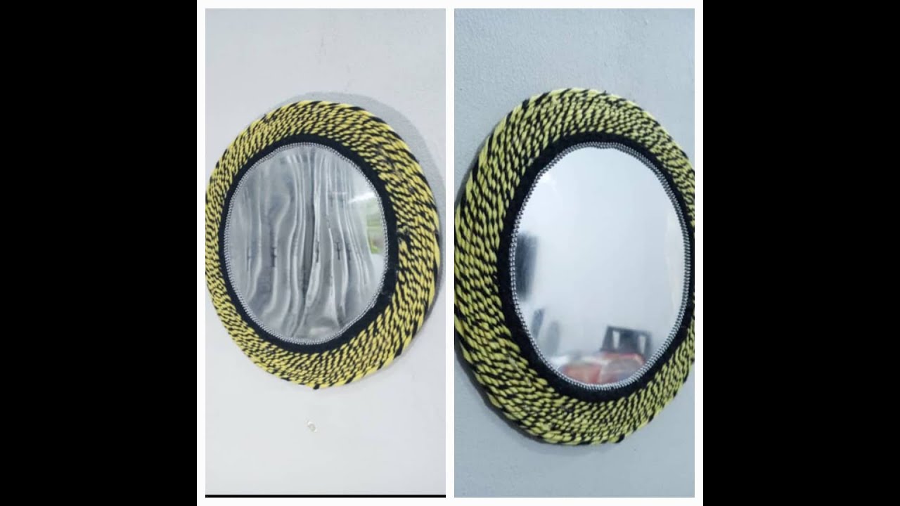 Stunning DIY Wall mirror decor with knitting wool - YouTube